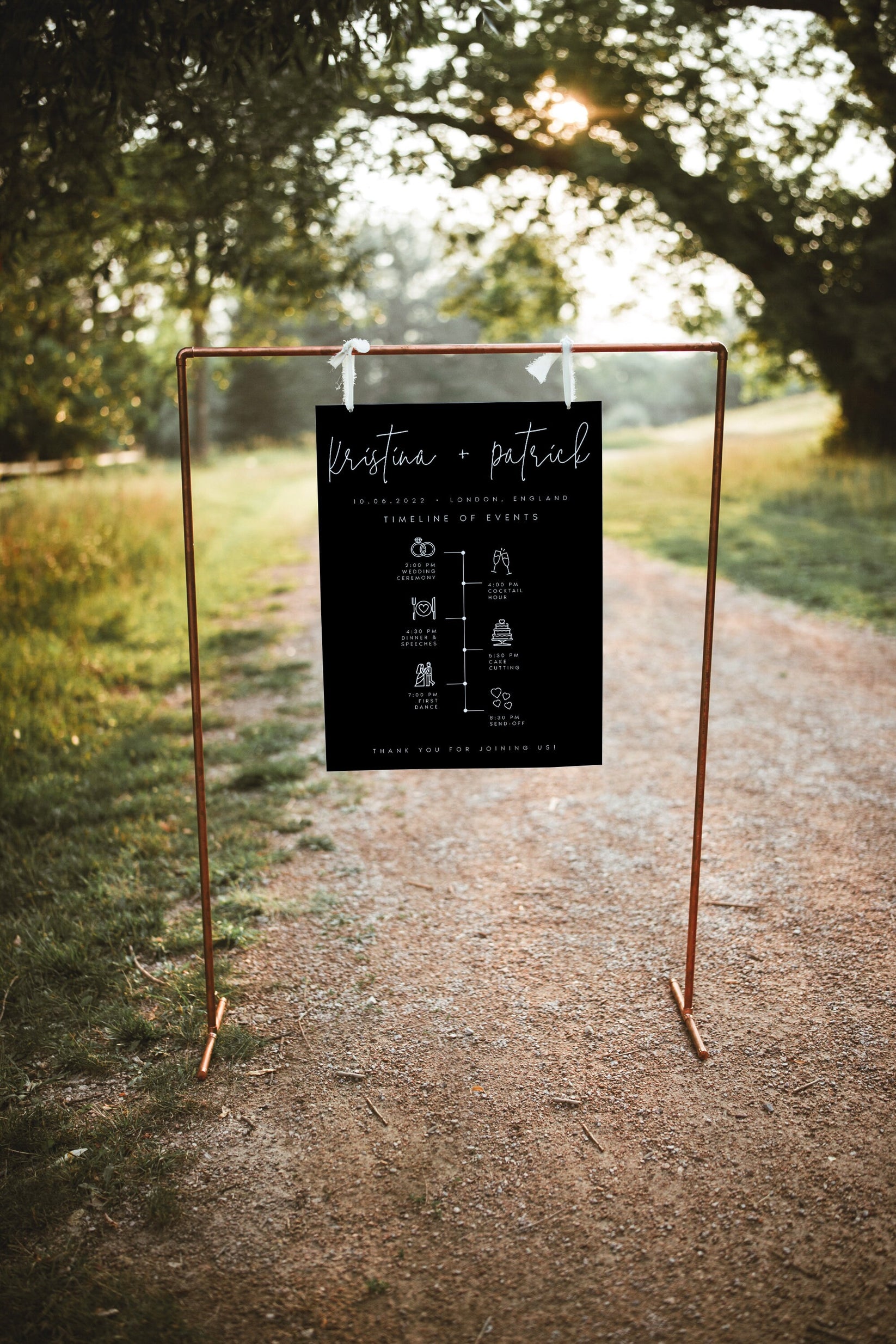 Kristina Black Wedding Order of Events Timeline Sign Template – Blush ...